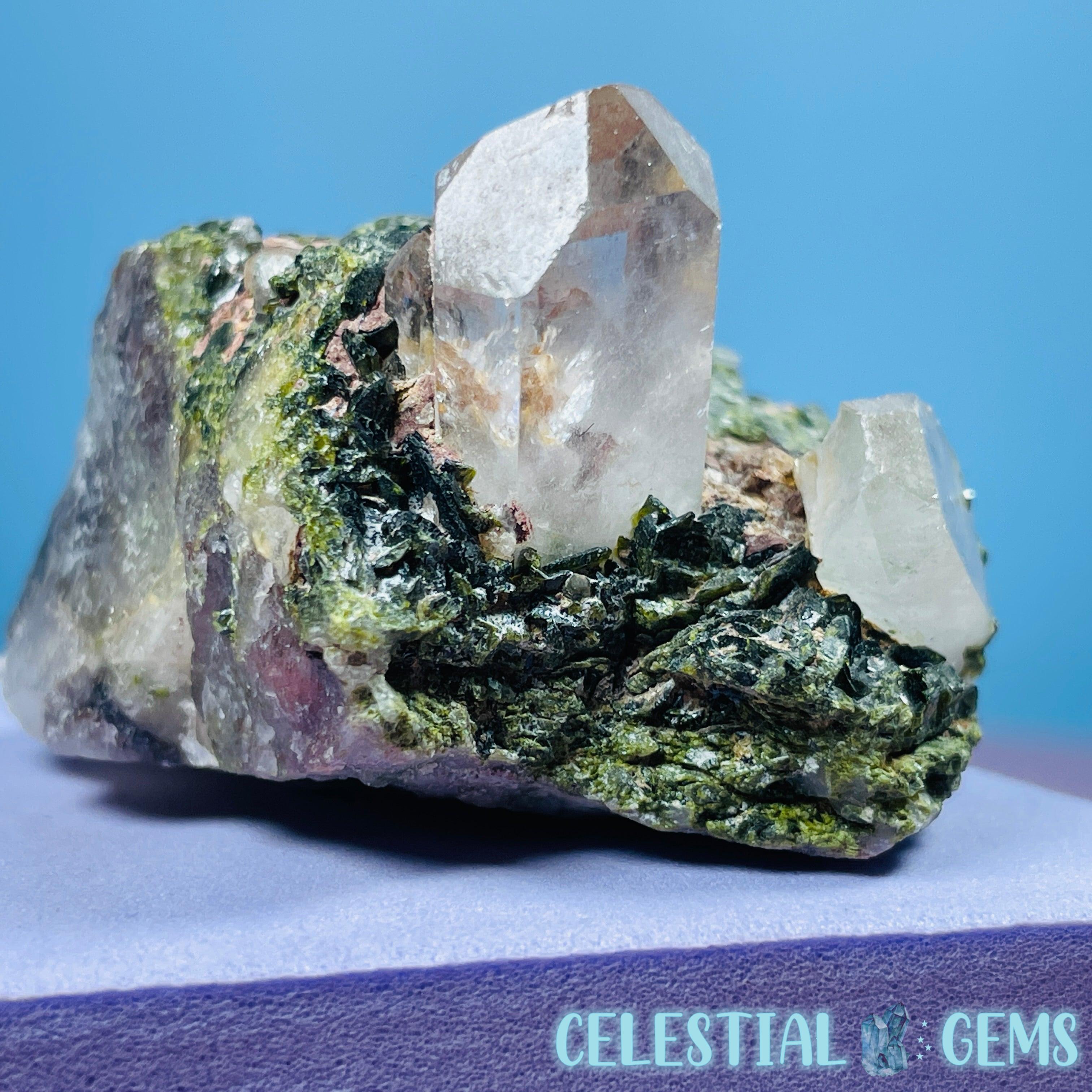 Quartz + Epidote + Hematite Small Cluster Specimen – Celestial Gems NZ
