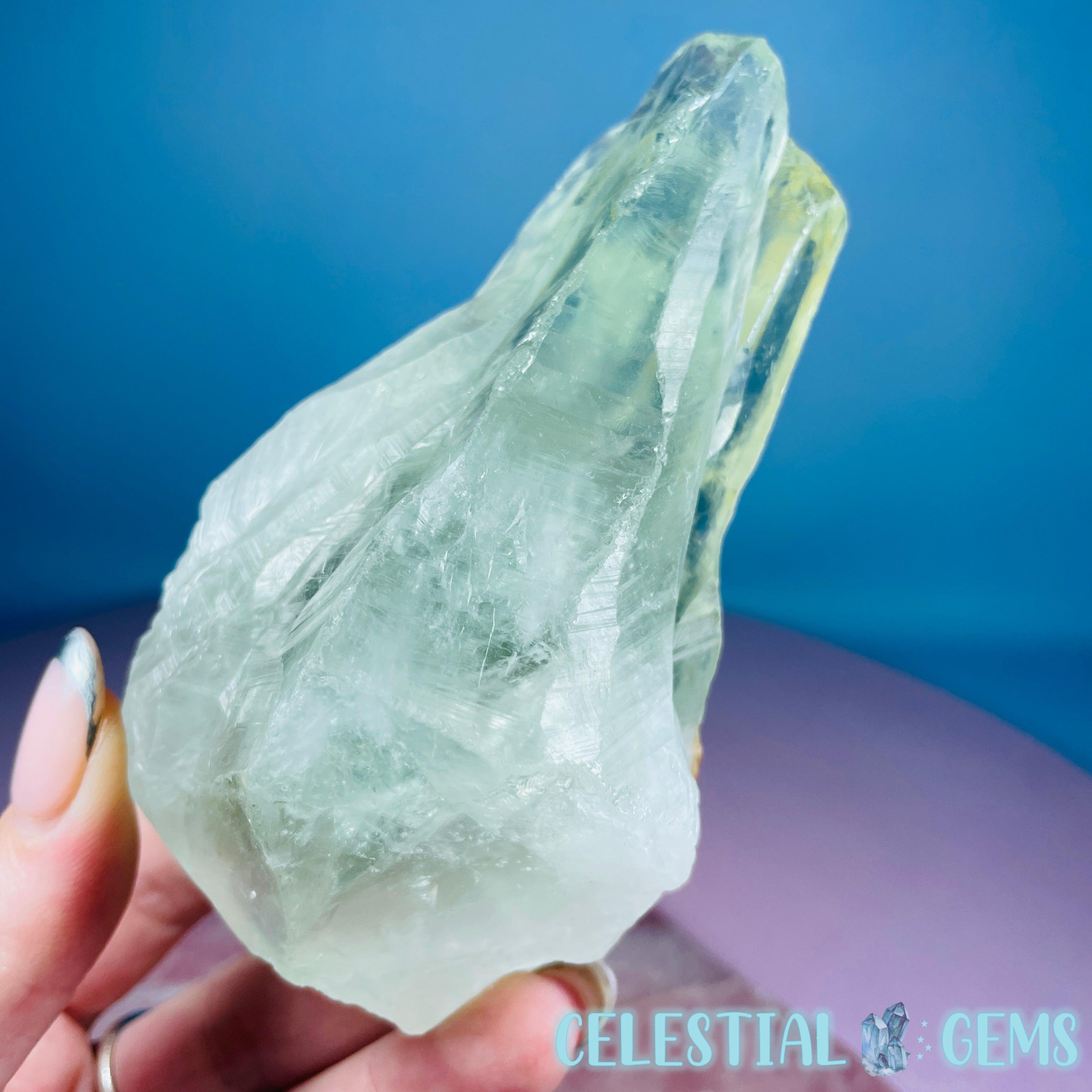 Prasiolite (Green Quartz) Raw Large Point Specimen – Celestial Gems NZ
