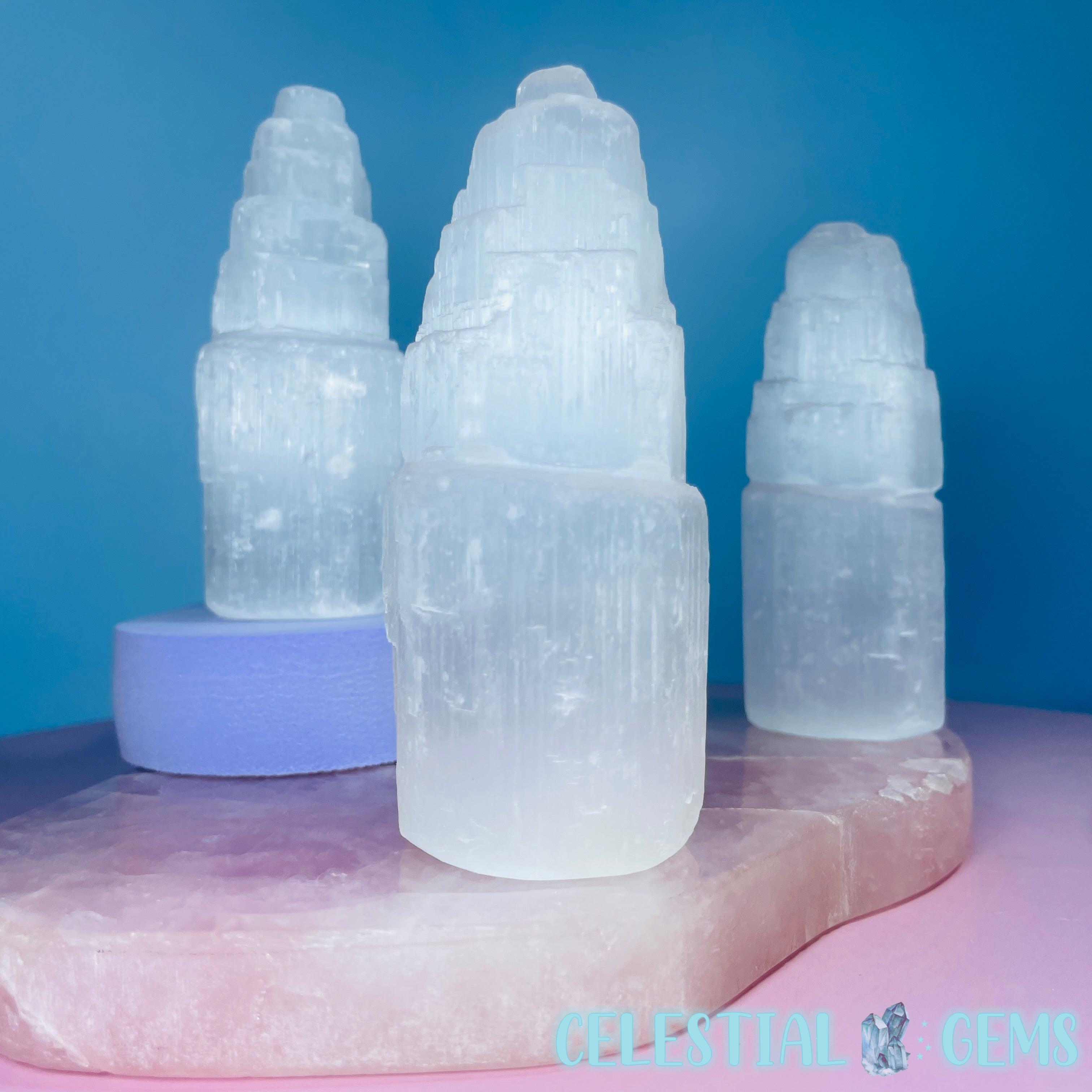 Selenite (Satin Spar) Natural Small Tower 10cm – Celestial Gems NZ