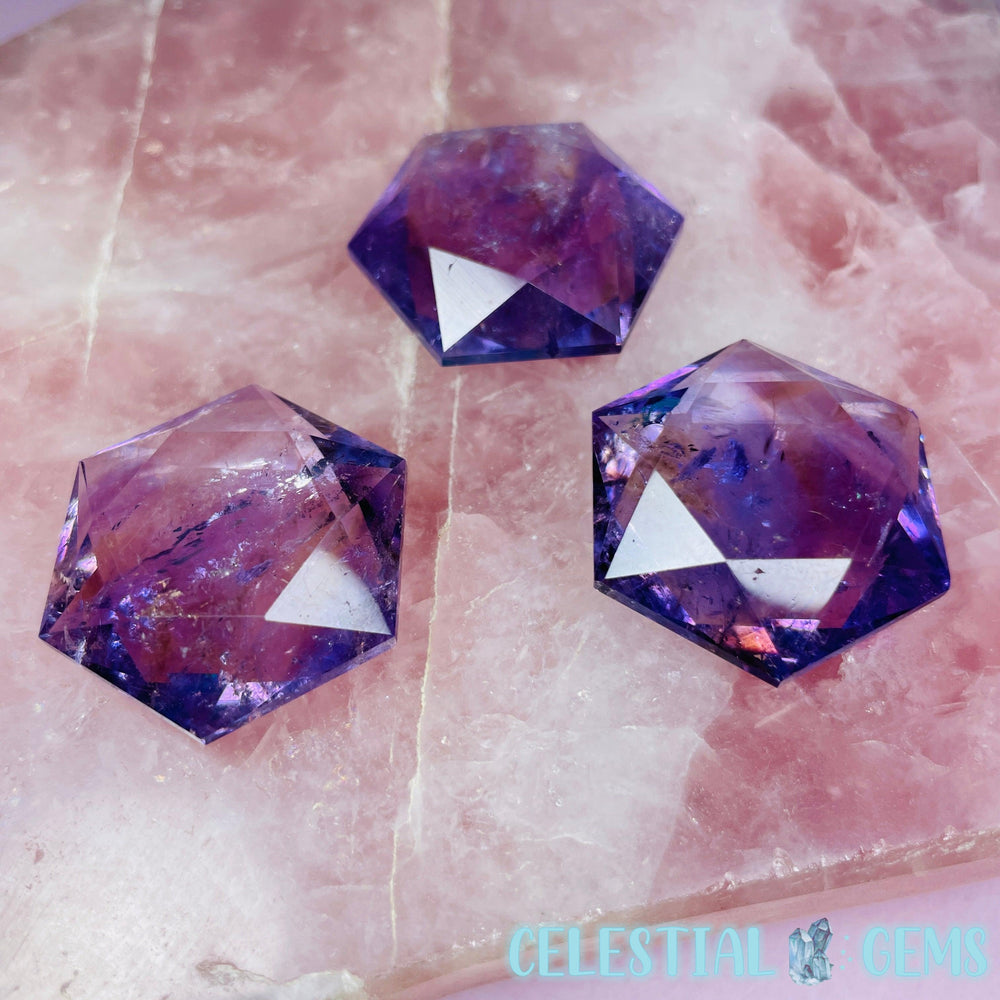High Grade Amethyst Hexagram Pocket Stone Carving – Celestial Gems NZ