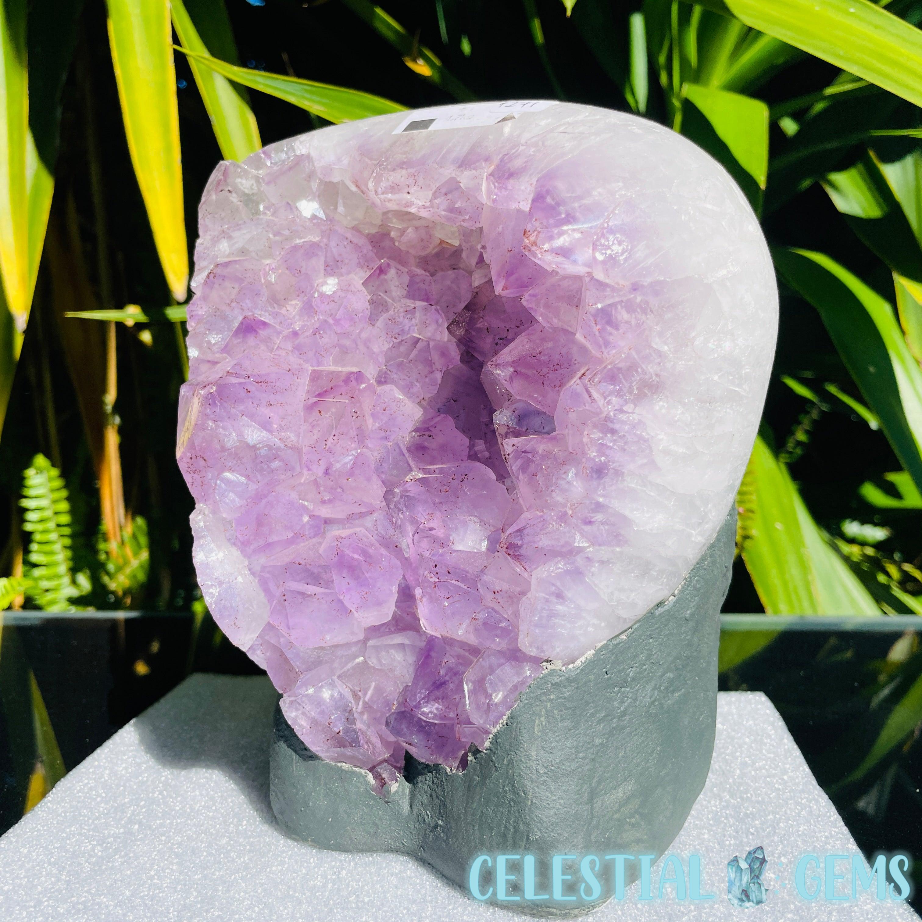 Amethyst Large Polished Standing Cluster with Concrete Base – Celestial ...
